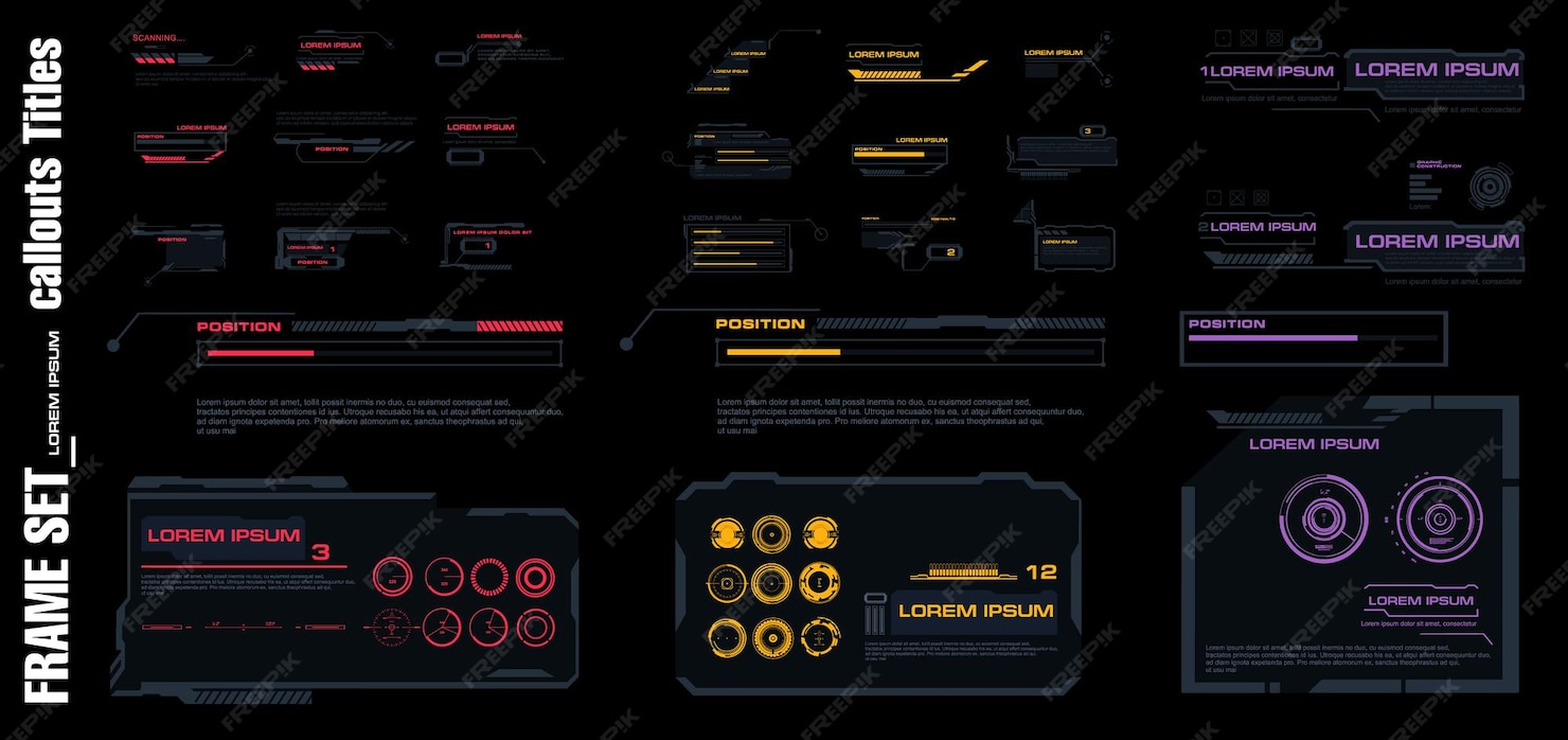 Premium Vector | Set frames callouts and headers set of modern elements for the hud interface ...