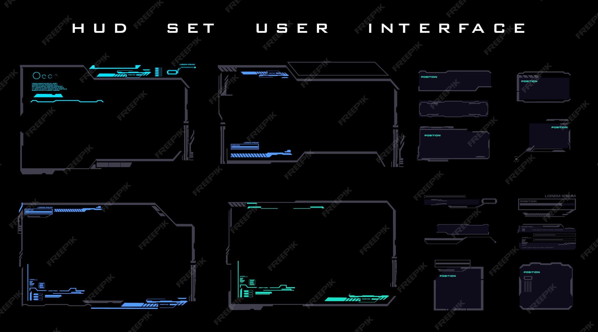 Premium Vector | Set futuristic hud frames and headers ui ux for hud ui hud user interface ...