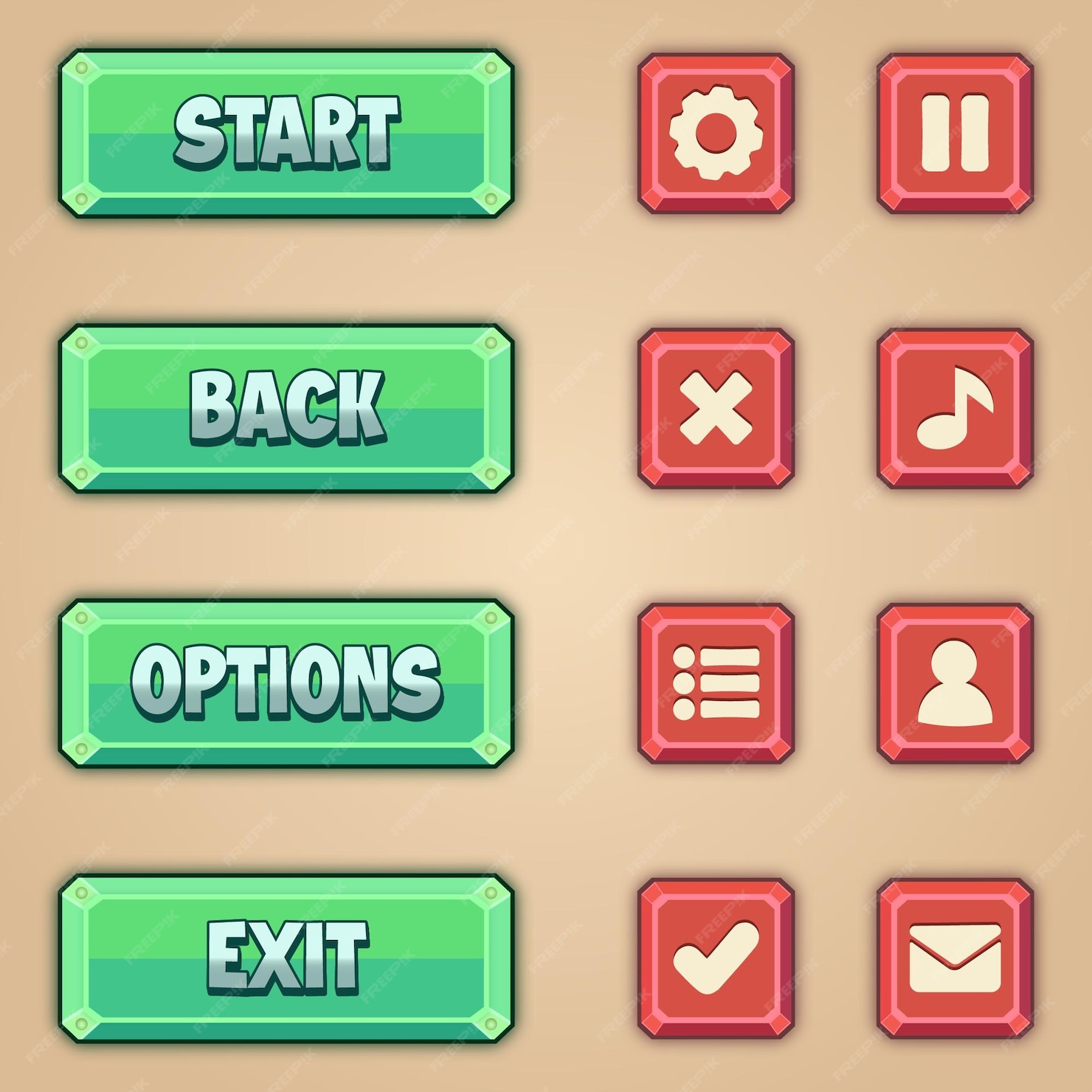 Premium Vector | Set of game buttons with editable text effect and ...