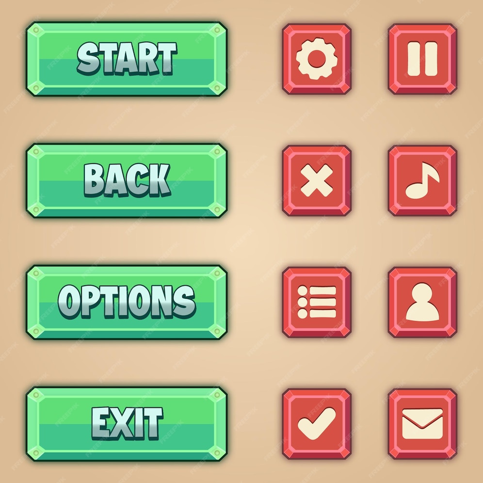 Premium Vector | Set of game buttons with editable text effect and ...