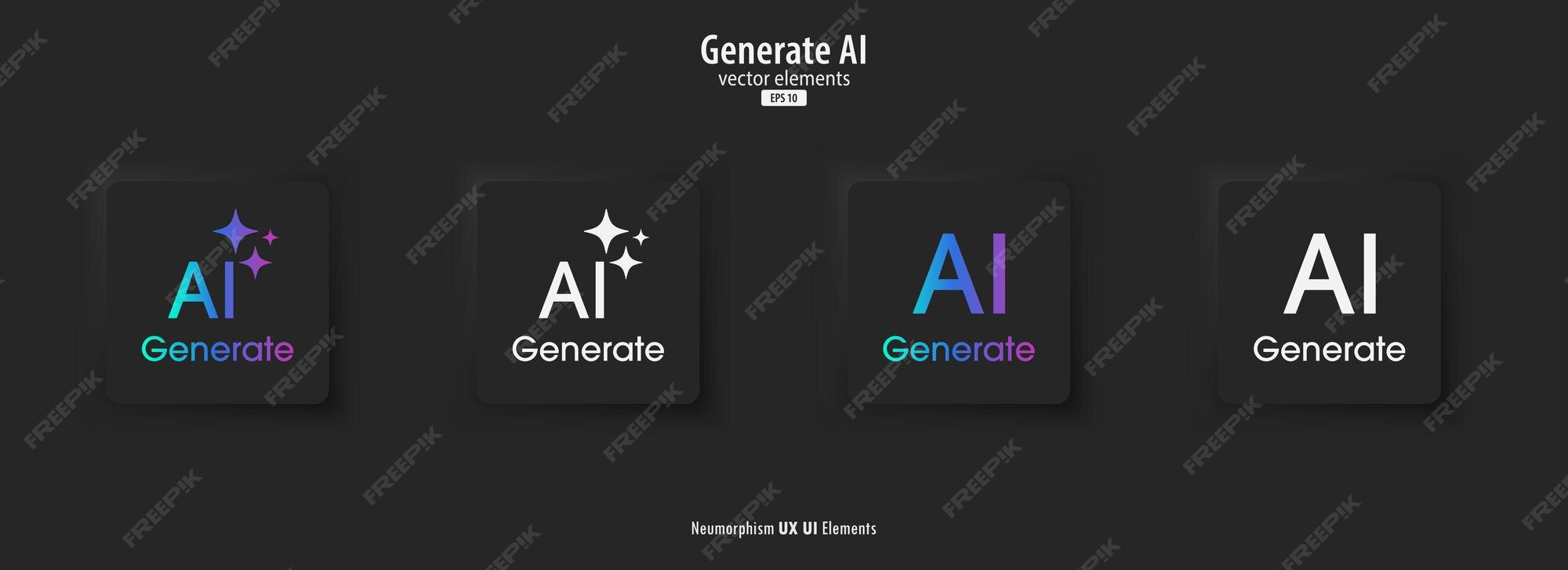Premium Vector | Set of Generative AI black button Artificial intelligence and Machine learning ...