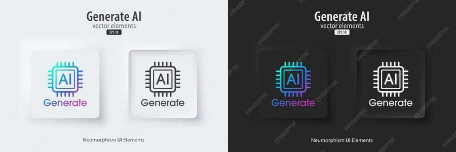 Premium Vector | Set of Generative AI in black and white neumorphism style Active and inactive ...