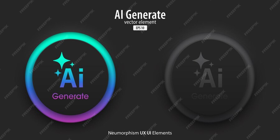 Premium Vector | Set of generative AI buttons Active and inactive buttons with generated icons ...