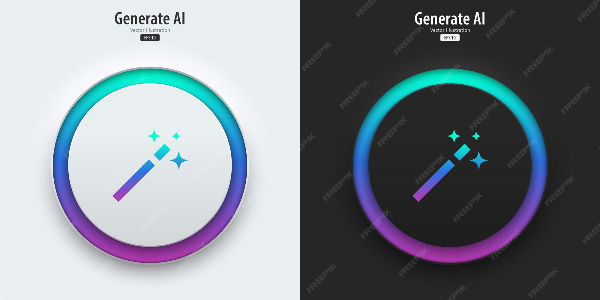 Premium Vector | Set of generative AI buttons Black and white buttons with generated icons Press ...