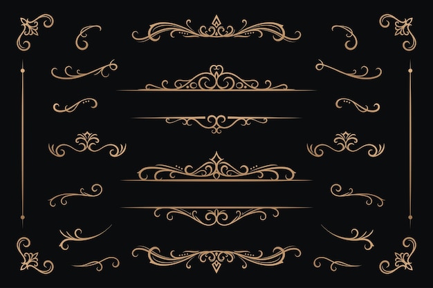 Premium Vector | Set of Gold Vintage Unique Ornament Vector Templates Premium Vector | Set of Gold Vintage Unique Ornament Vector Templates