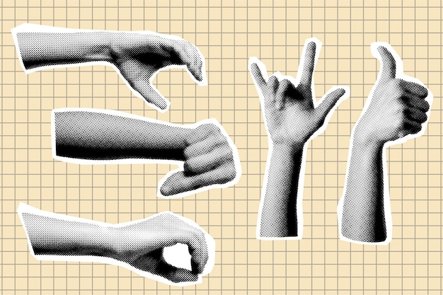 Premium Vector | Set of halftone hands Trendy halftone style for ... Premium Vector | Set of halftone hands Trendy halftone style for ...
