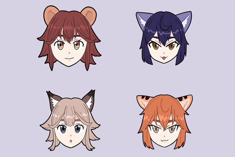 Premium Vector | Set of hand-drawn anime Premium Vector | Set of hand-drawn anime