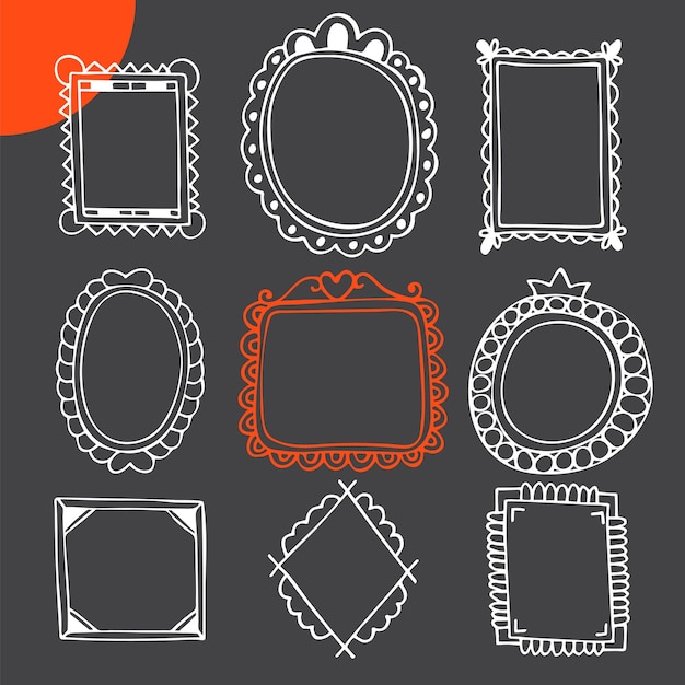 Premium Vector | Set of hand drawn frames Vintage photo frames Premium Vector | Set of hand drawn frames Vintage photo frames