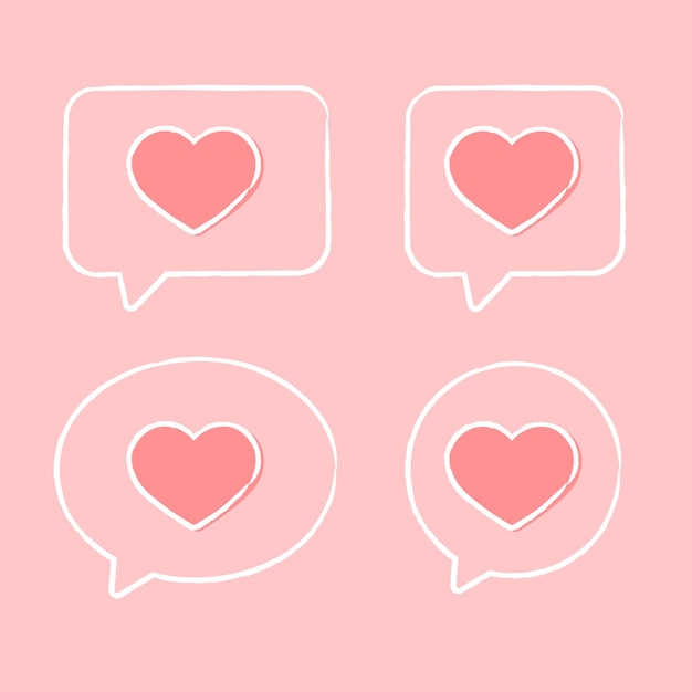 Premium Vector | Set of heart message icons Premium Vector | Set of heart message icons