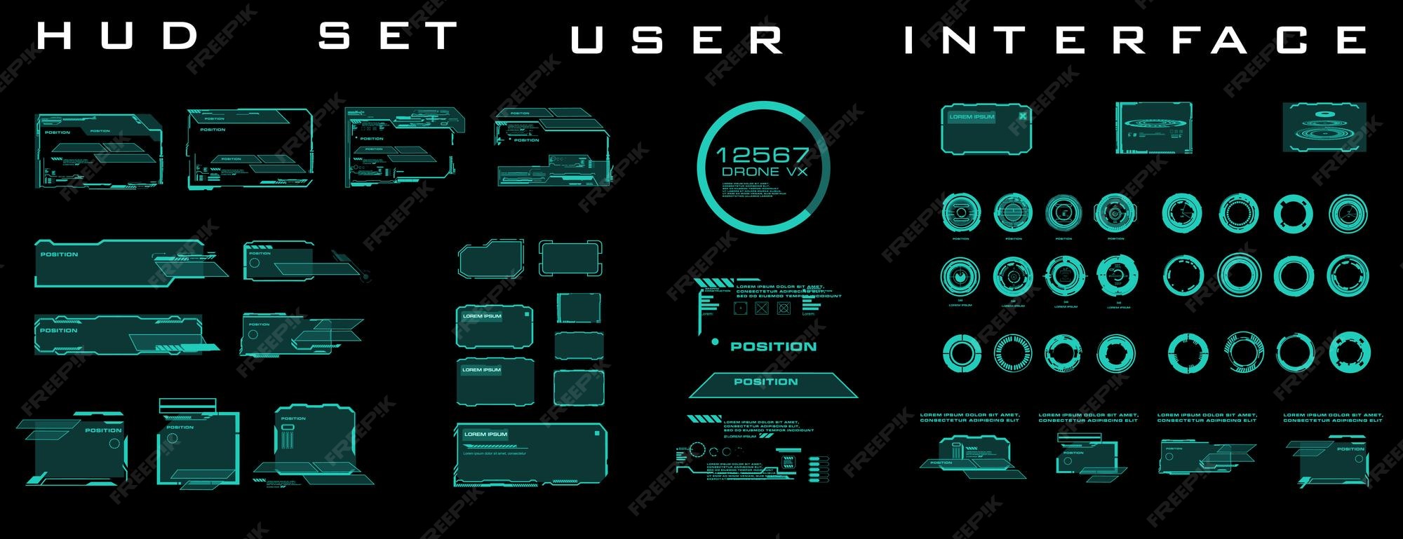 Premium Vector | Set HUD user interface elements Futuristic interface with frames callouts and ...