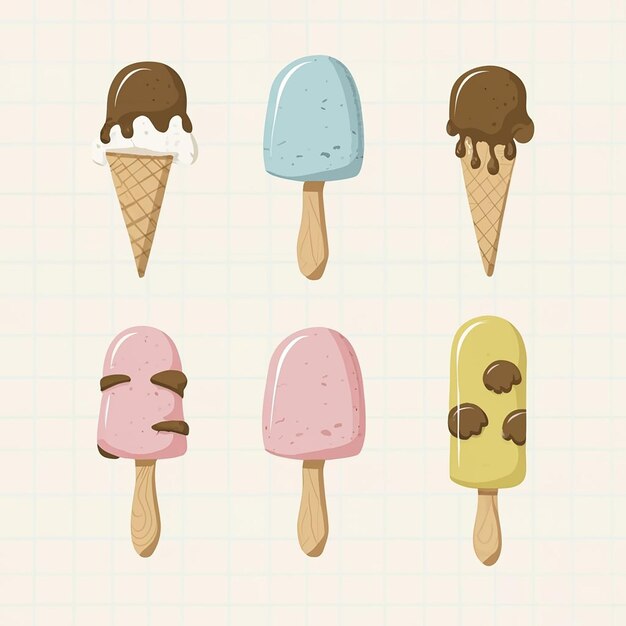 Premium Vector Set Of Ice Cream And Popsicle Vector Illustratition