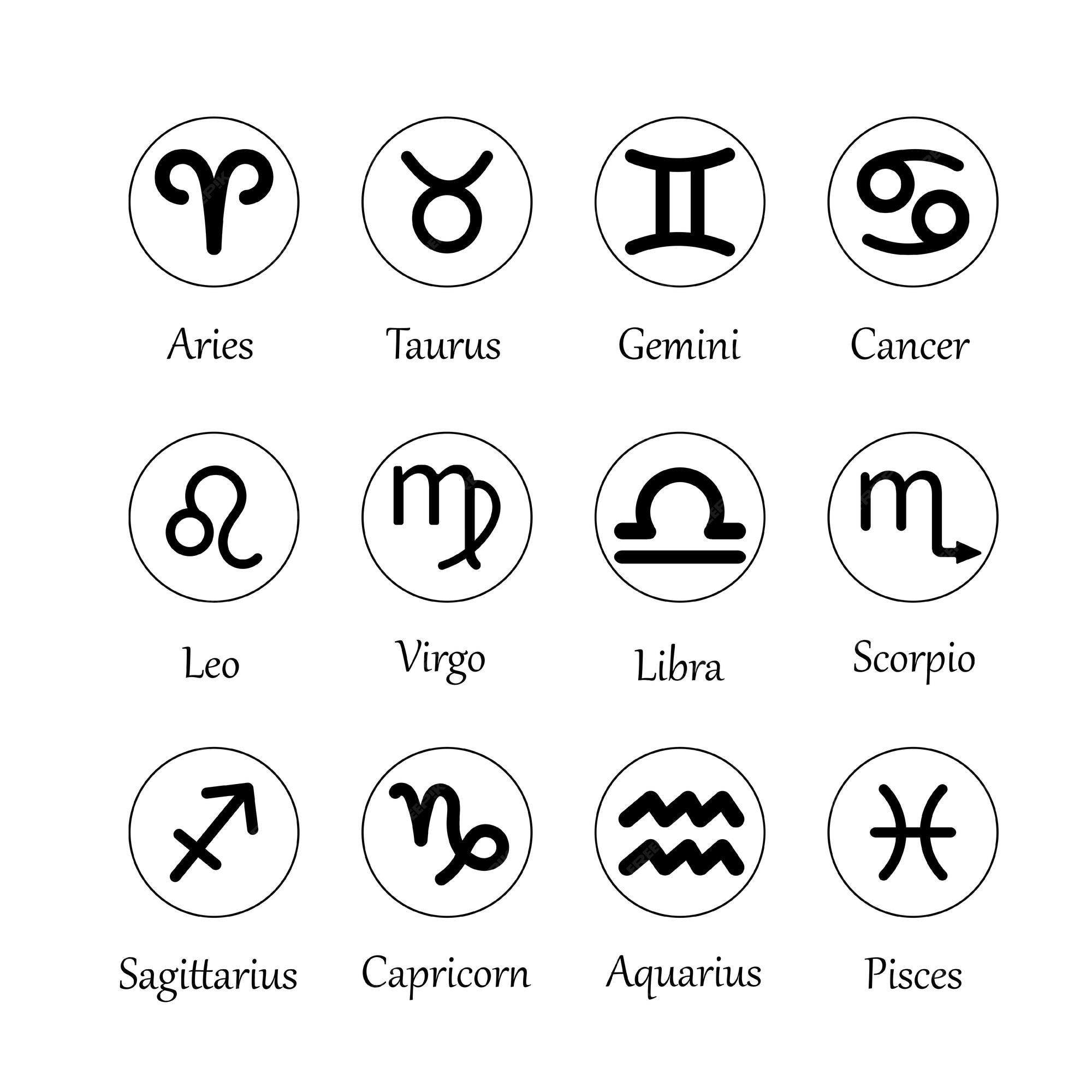 Premium Vector A Set Of Icons With Zodiac Signs Astrology
