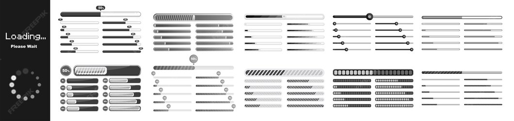 Premium Vector | Set loading bar icons Progress bar loading signs Buffer loader or preloader