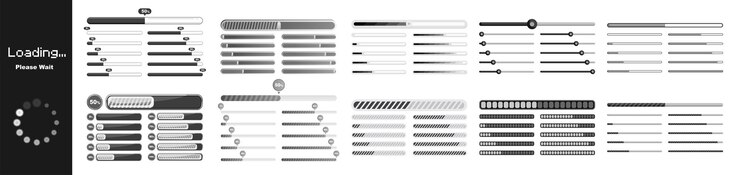 Premium Vector | Set loading bar icons Progress bar loading signs ...