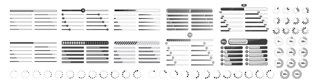 Premium Vector | Set loading bar icons Progress bar loading signs ...