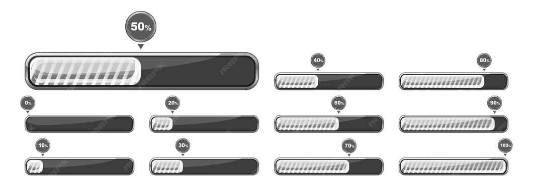 Premium Vector | Set loading bar icons Progress bar loading signs Buffer loader or preloader