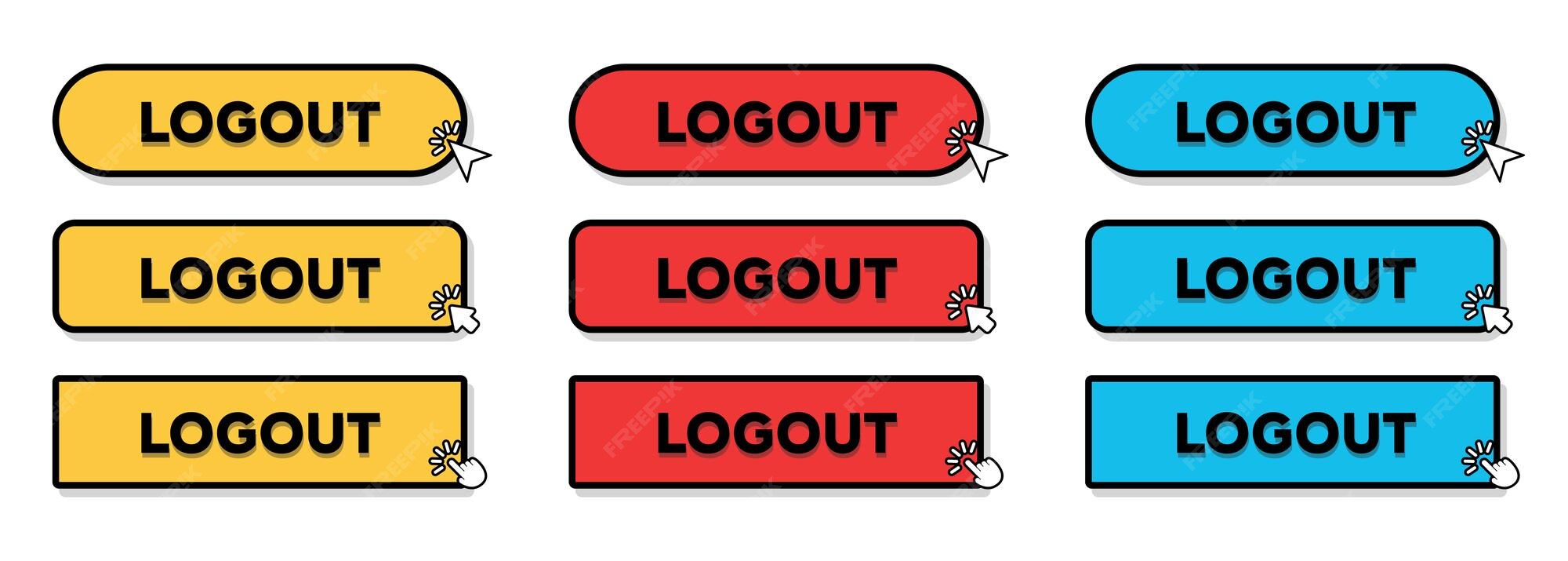 Premium Vector | Set of Logout Button with hand pointer or arrow ...