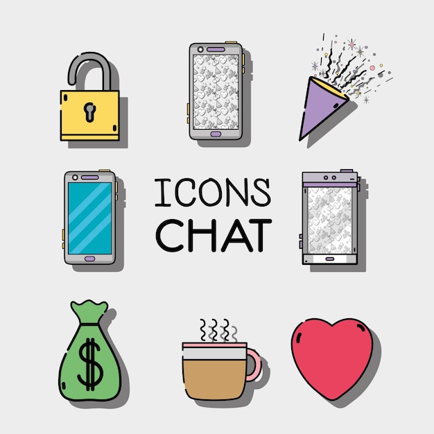 Premium Vector | Set mobile icons chat message Premium Vector | Set mobile icons chat message