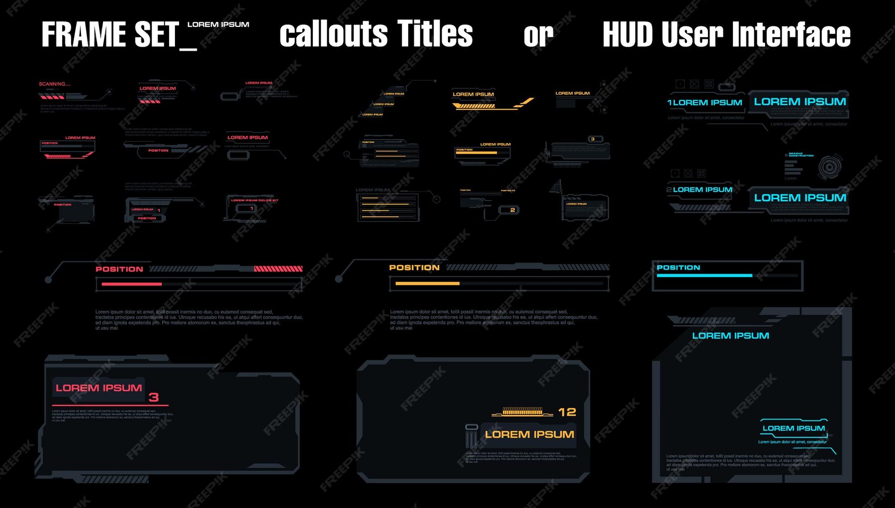 Premium Vector | Set of modern elements for the HUD interface Frames callouts headers Menu ...