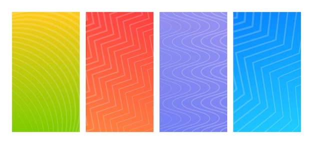 Premium Vector Set Of Modern Gradient Backgrounds With Lines Header Banner Bright Geometric