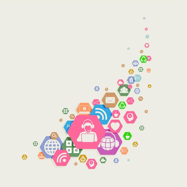 Premium Vector | Set of multicolored Internet symbols Premium Vector | Set of multicolored Internet symbols
