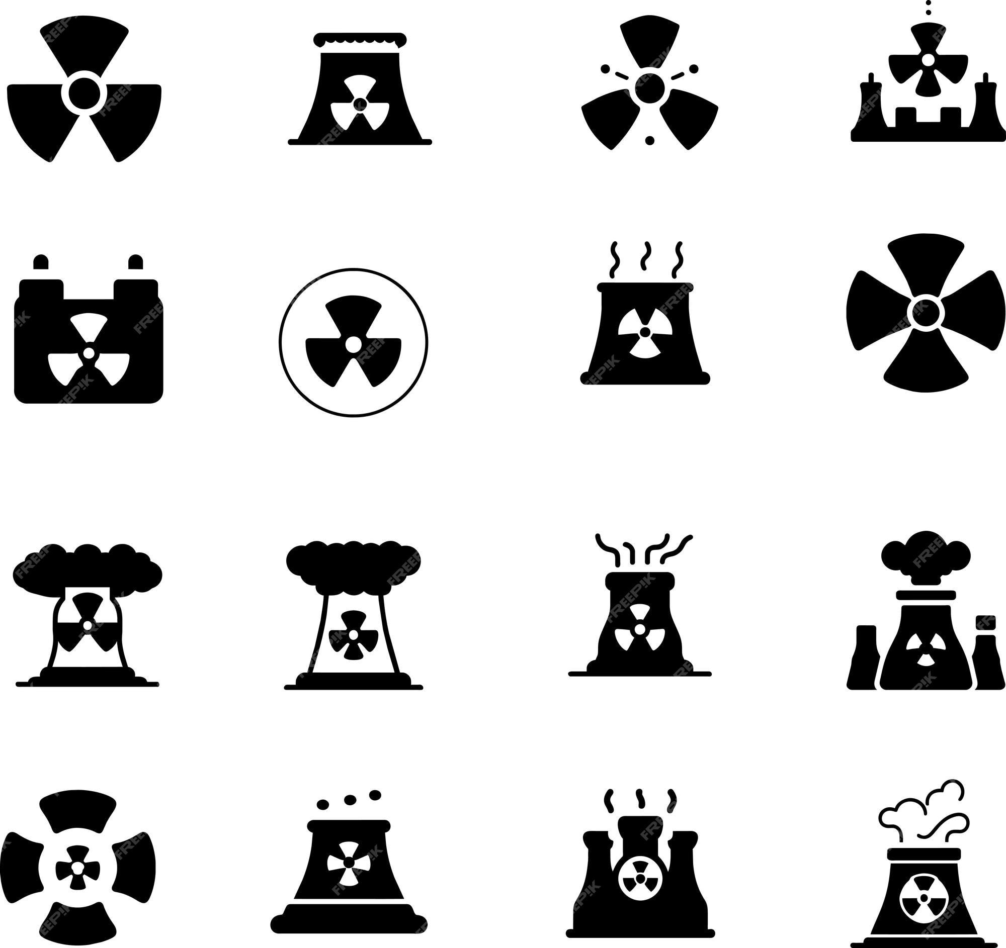 Premium Vector | Set of nuclear power station nuclear symbols and signs Premium Vector | Set of nuclear power station nuclear symbols and signs