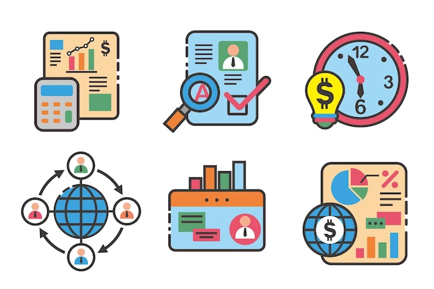 Premium Vector | Set of object element drawing in business concept Premium Vector | Set of object element drawing in business concept