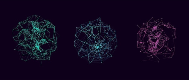 네트워크 연결 구조 빅 데이터 시각화 벡터 그림 프리미엄 벡터