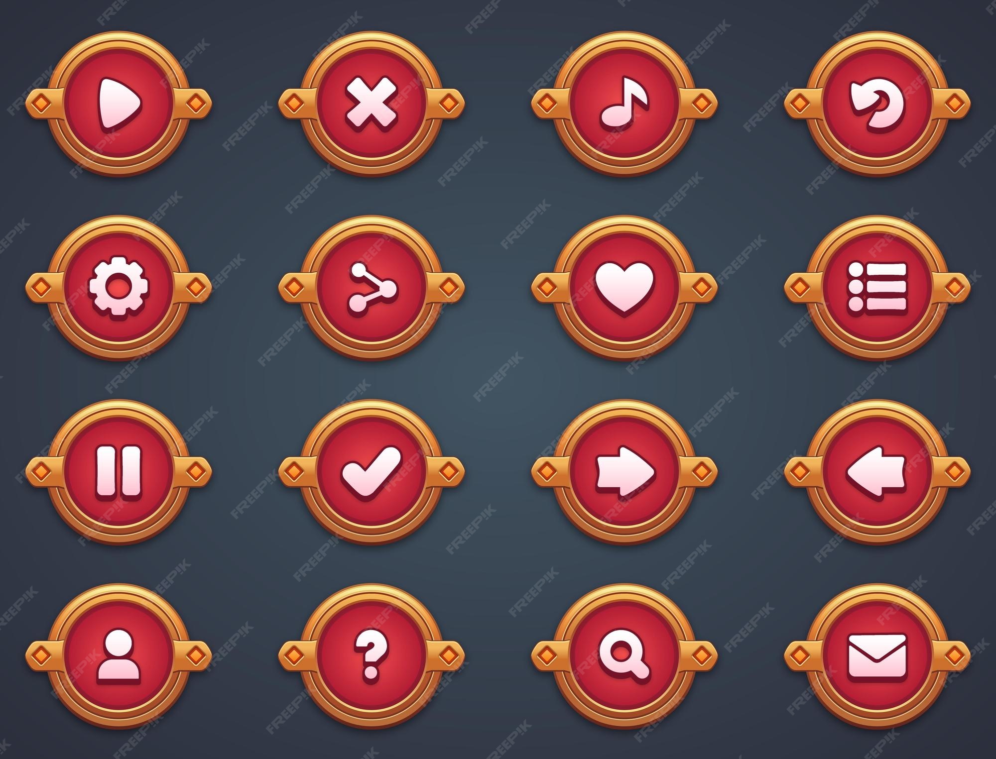 Premium Vector | Set of red buttons for mobile games game red interface cartoon ui buttons set ...