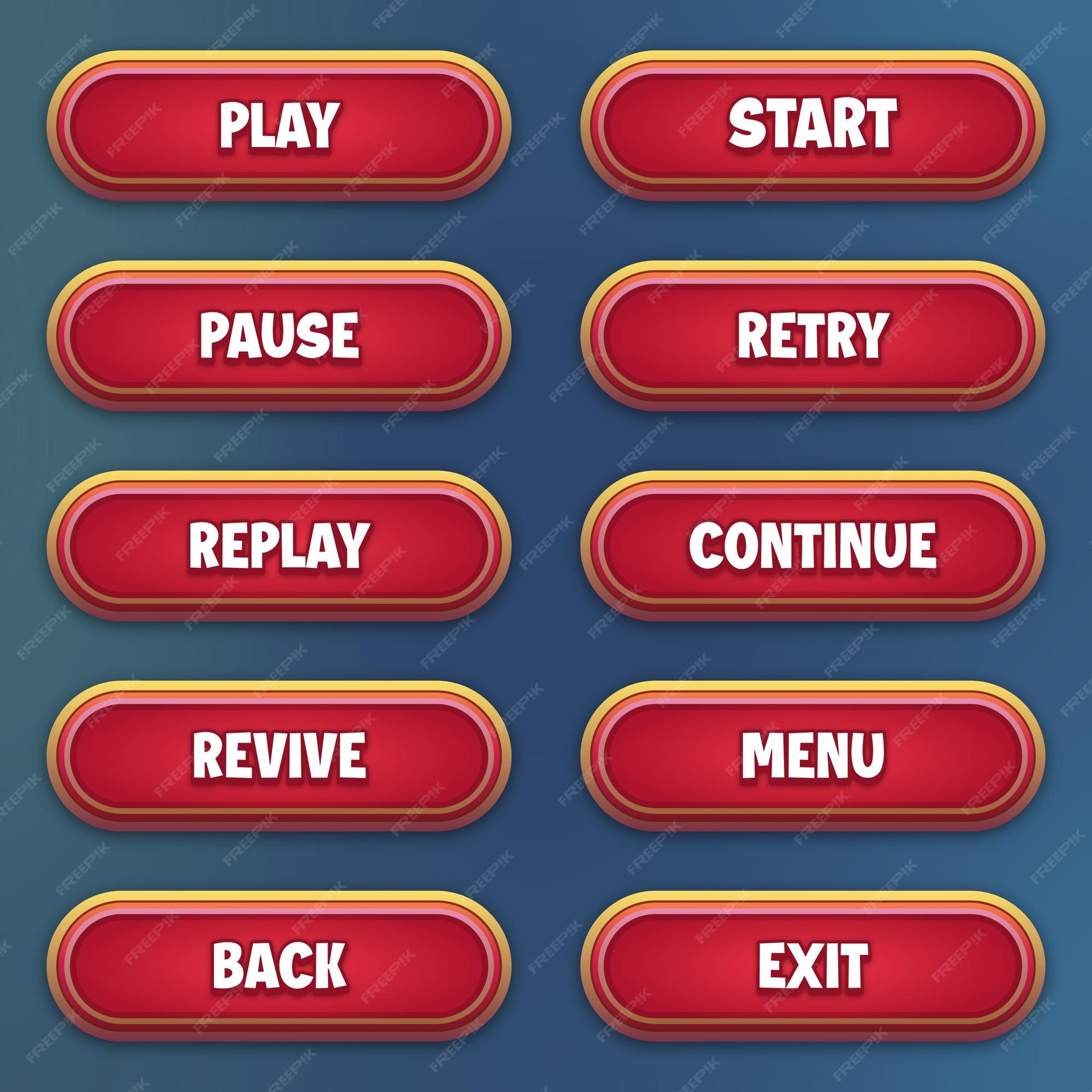 Premium Vector | Set of red buttons with editable text effect for mobile games game interface ui ...