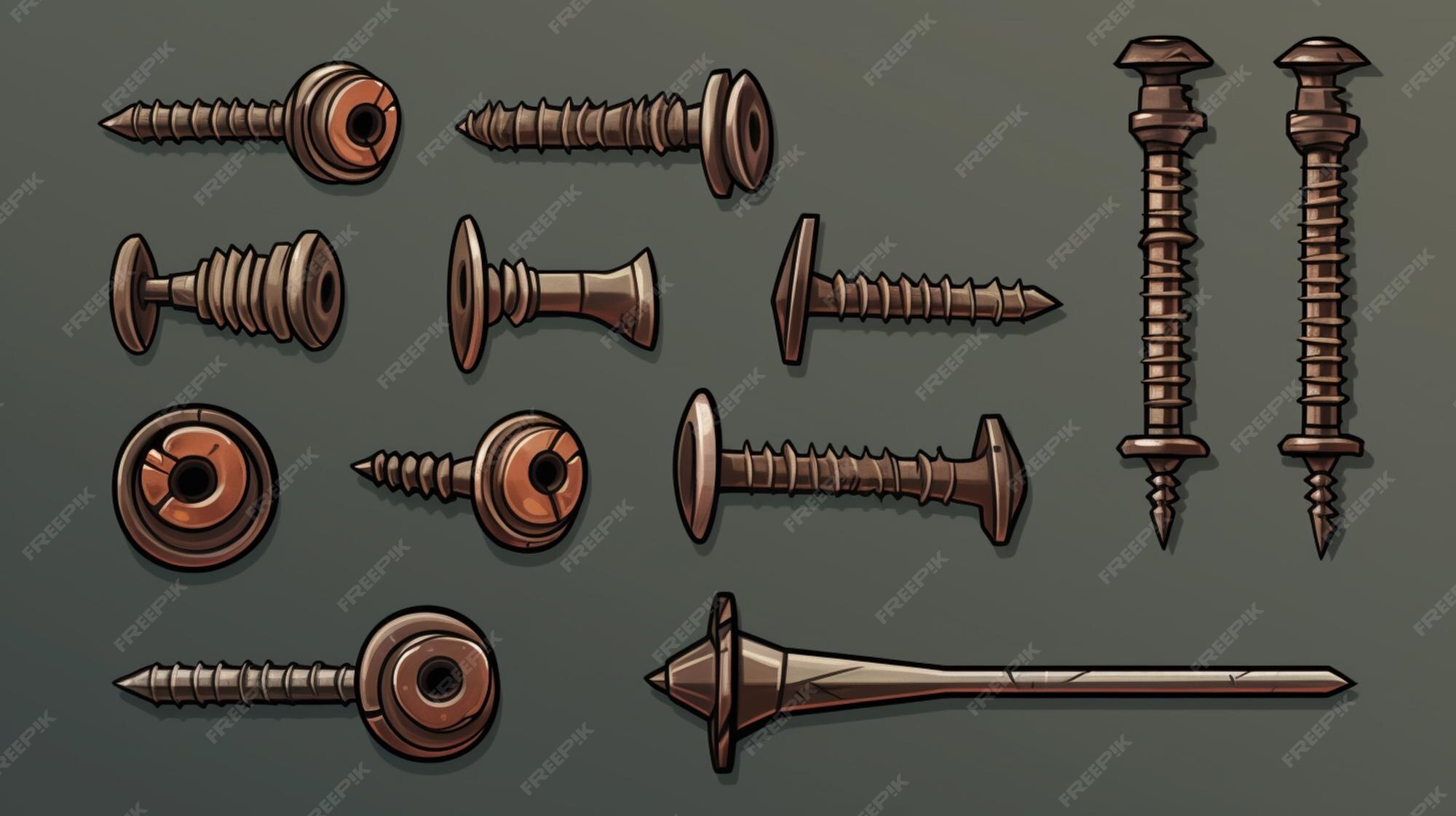 Premium Vector | A set of screws and bolts with different tools Premium Vector | A set of screws and bolts with different tools