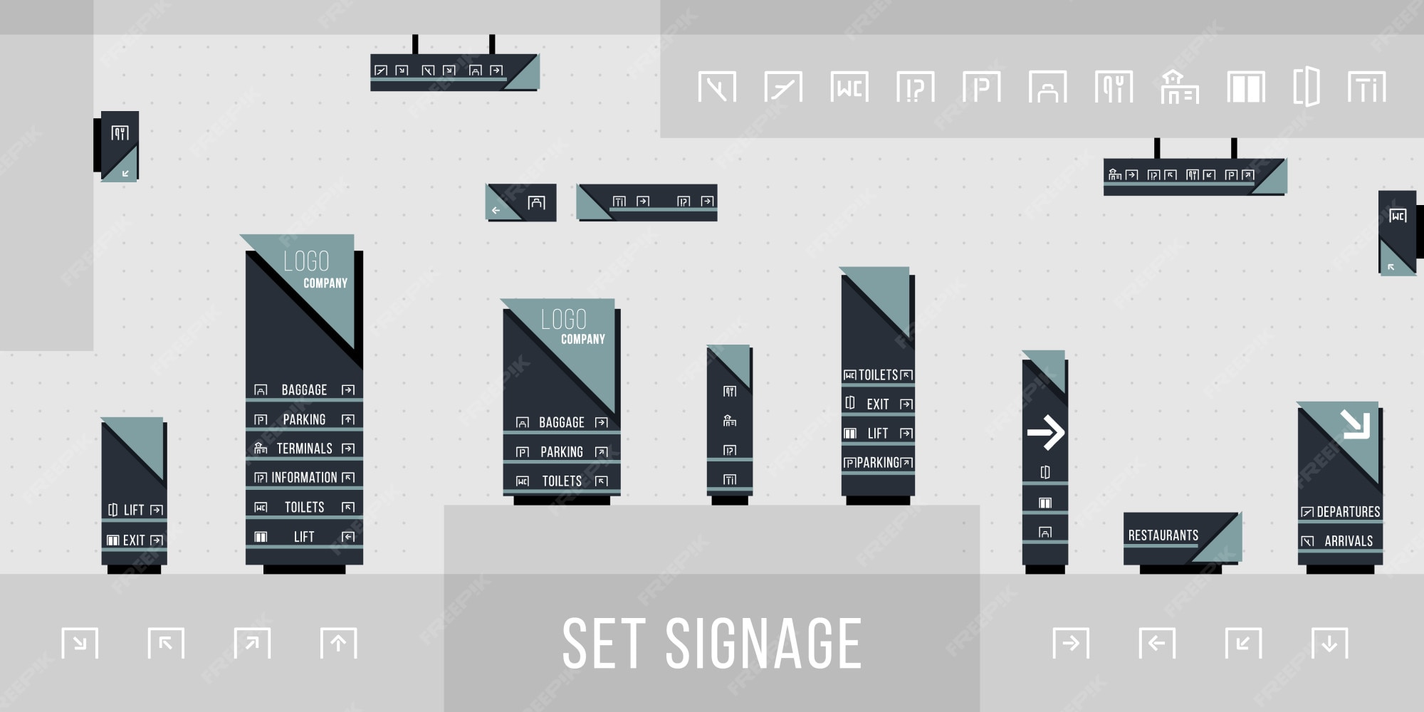 Комплект Signage Комплект шаблона дизайна системы направления поляка