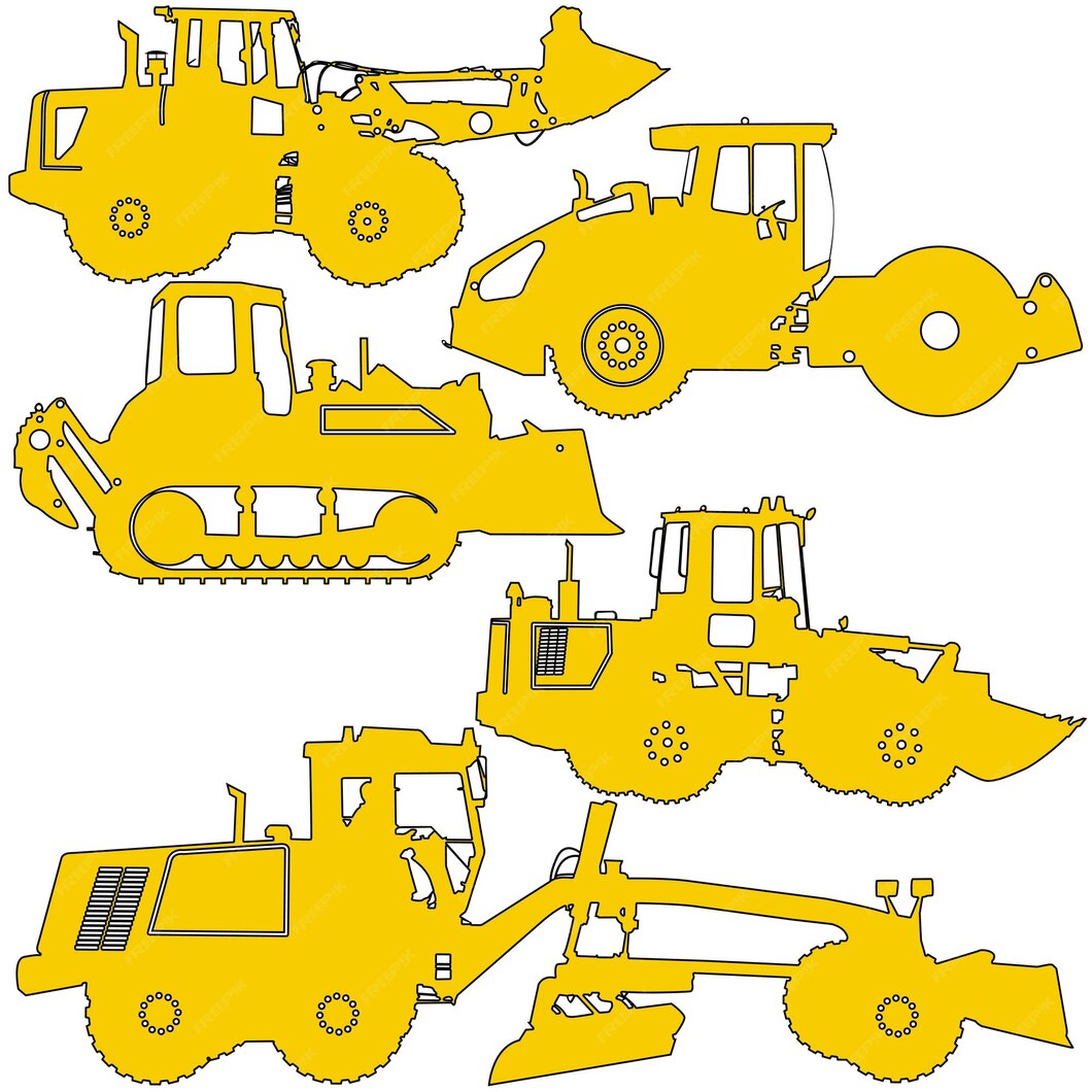 Premium Vector | Set silhouettes road construction equipment Vector ... Premium Vector | Set silhouettes road construction equipment Vector ...