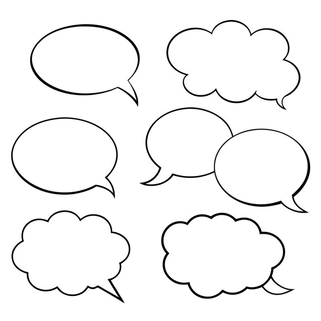 Set of six different blank speech bubbles | Premium AI-generated vector Set of six different blank speech bubbles | Premium AI-generated vector