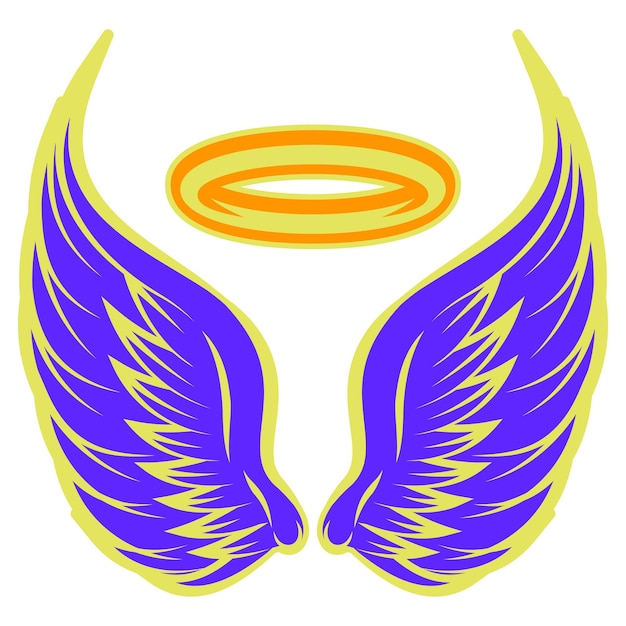 Premium Vector Set Of Three Blue Angel Wings With Halo Color Vector Illustration