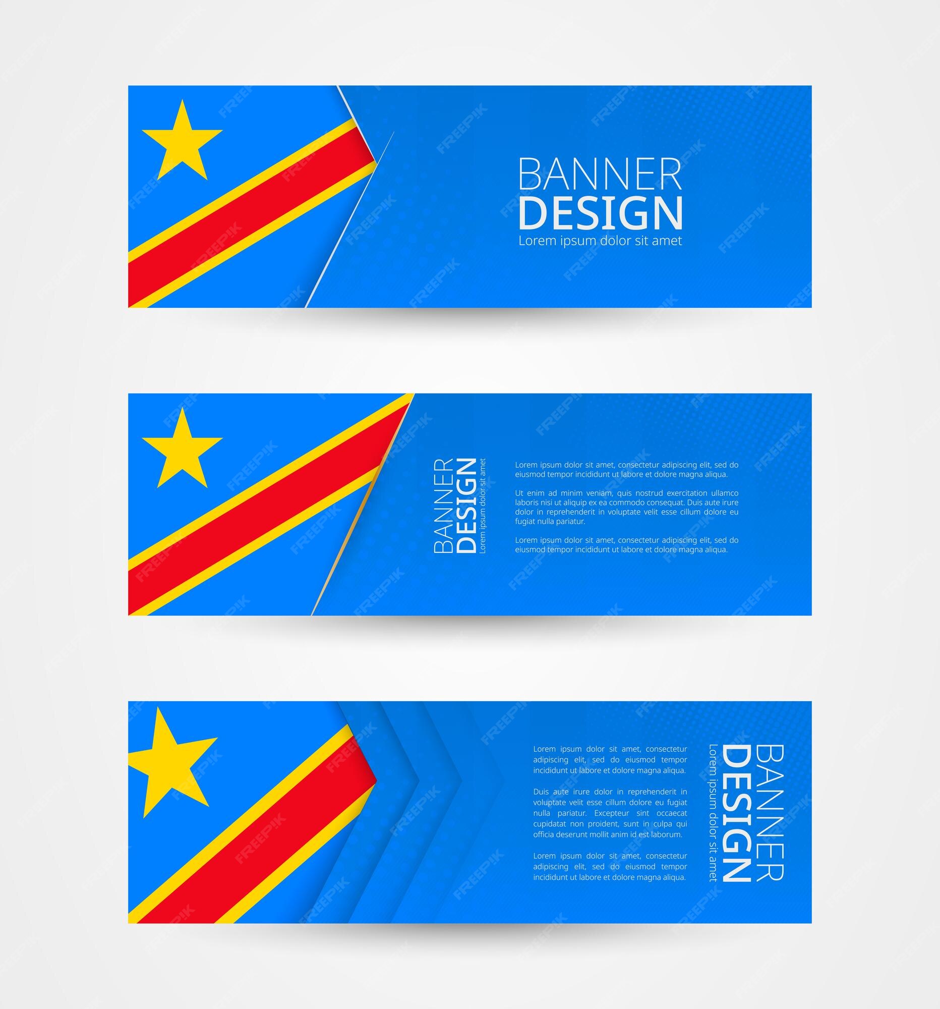 Premium Vector | Set of three horizontal banners with flag of DR Congo ... Premium Vector | Set of three horizontal banners with flag of DR Congo ...