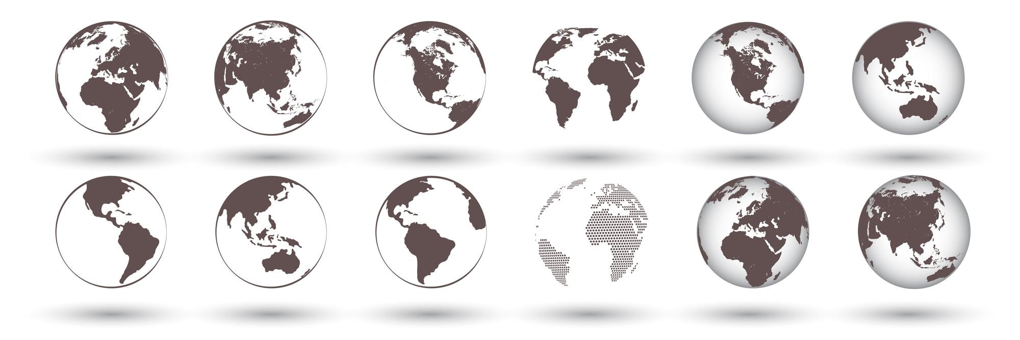 Premium Vector | Set of transparent globes of earth realistic world map ... Premium Vector | Set of transparent globes of earth realistic world map ...