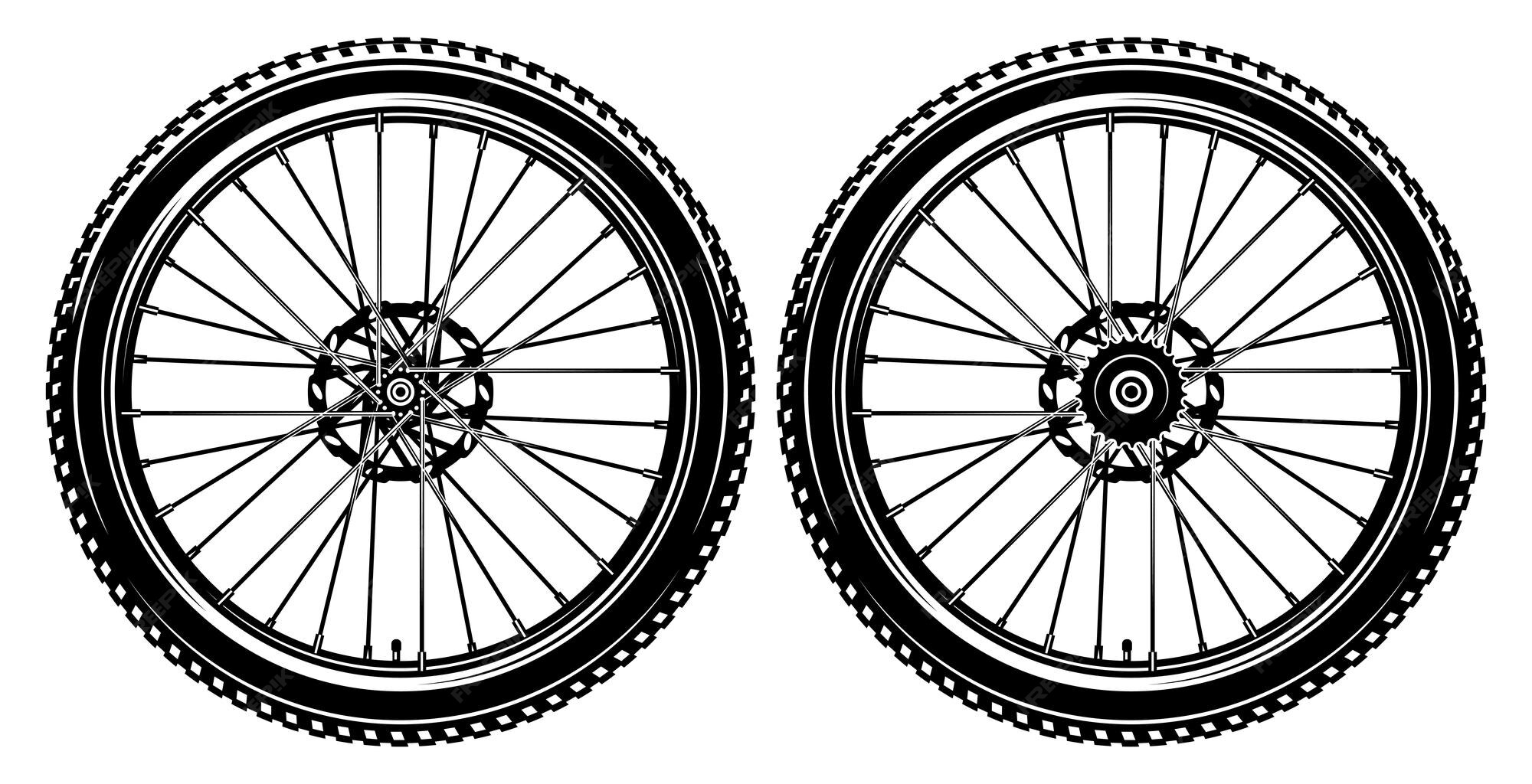 Premium Vector | Set of two bicycle wheels Set of front and rear parts ... Premium Vector | Set of two bicycle wheels Set of front and rear parts ...