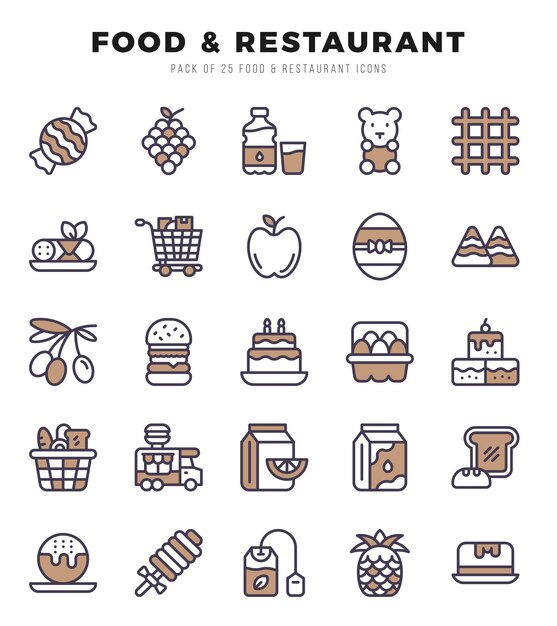 Premium Vector | Set of Two Color Food and Restaurant Icons Two Color ... Premium Vector | Set of Two Color Food and Restaurant Icons Two Color ...