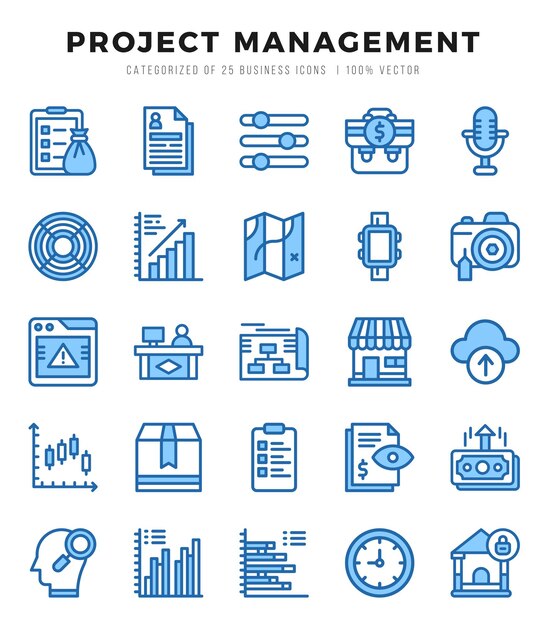 Premium Vector | Set of Two Color Project Management Icons Two Color ... Premium Vector | Set of Two Color Project Management Icons Two Color ...