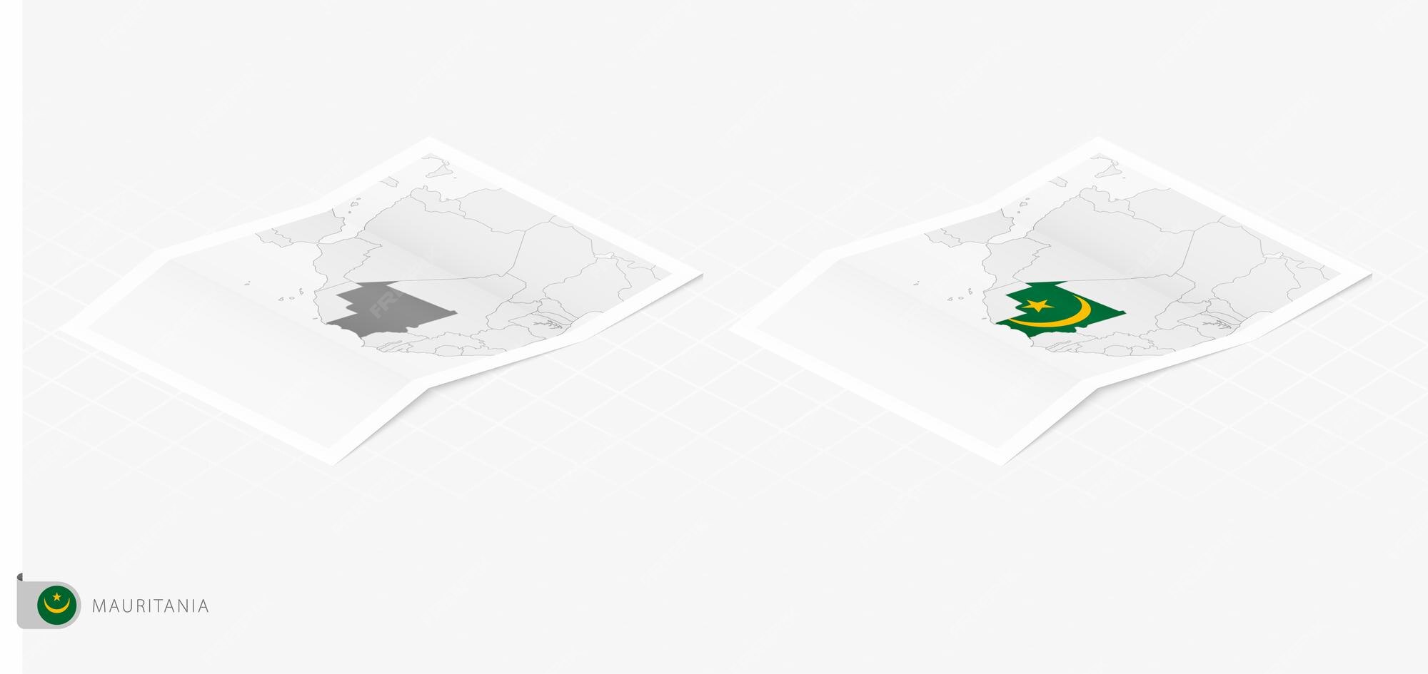Premium Vector Set Of Two Realistic Map Of Mauritania With Shadow The
