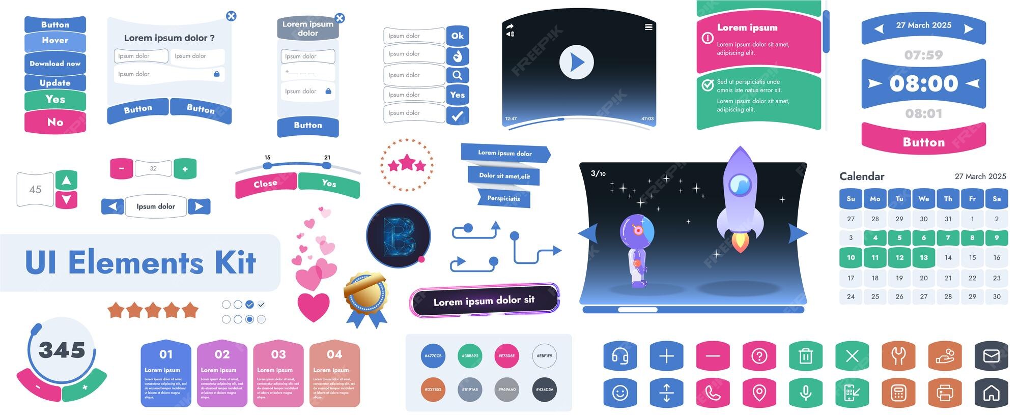 Premium Vector | A set of user interface elements UI kit intended for use in mobile applications ...