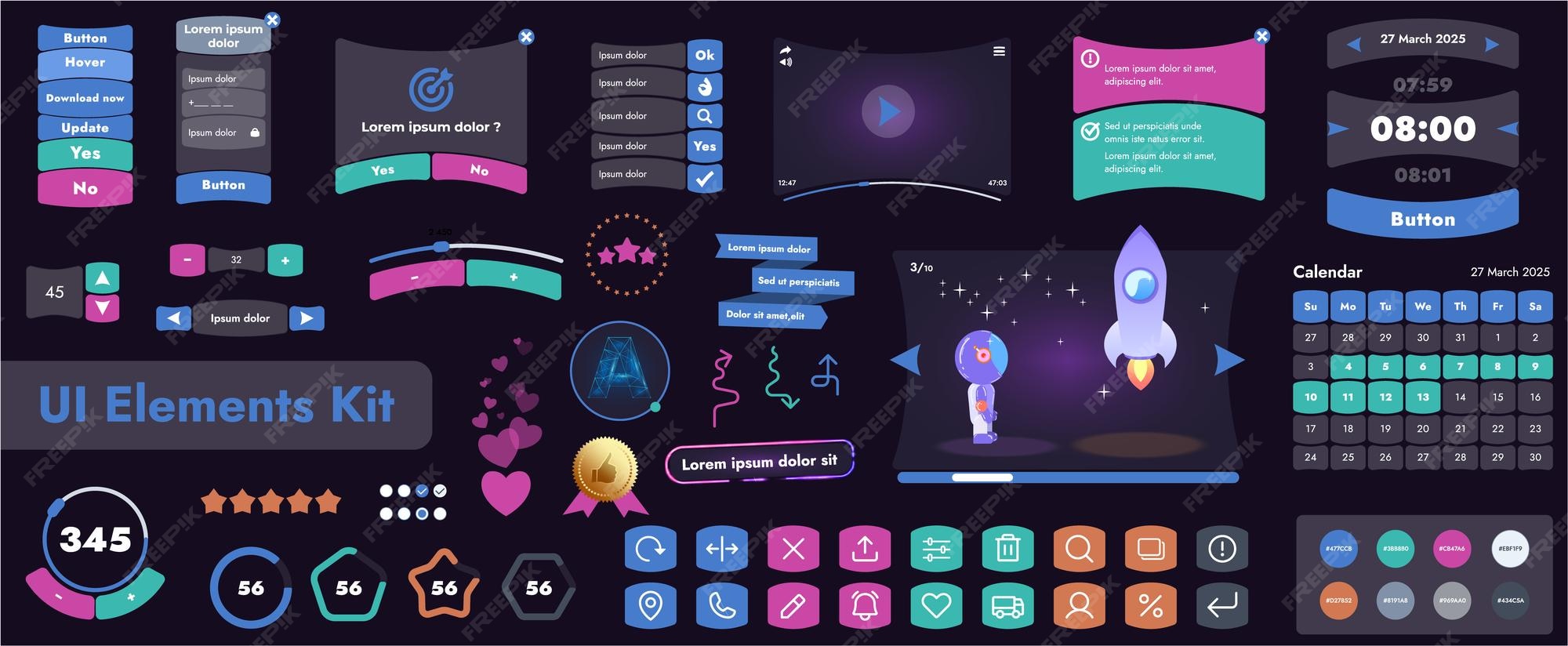 Premium Vector | A set of user interface elements UI kit intended for use in mobile applications ...