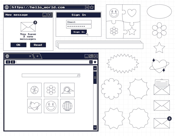 Premium Vector | Set of various user interface elements and stickers ...