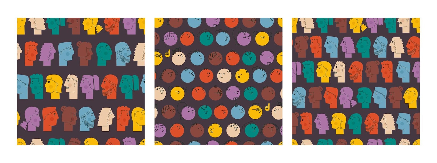 Premium Vector | Set of vector seamless patterns with different faces ... Premium Vector | Set of vector seamless patterns with different faces ...