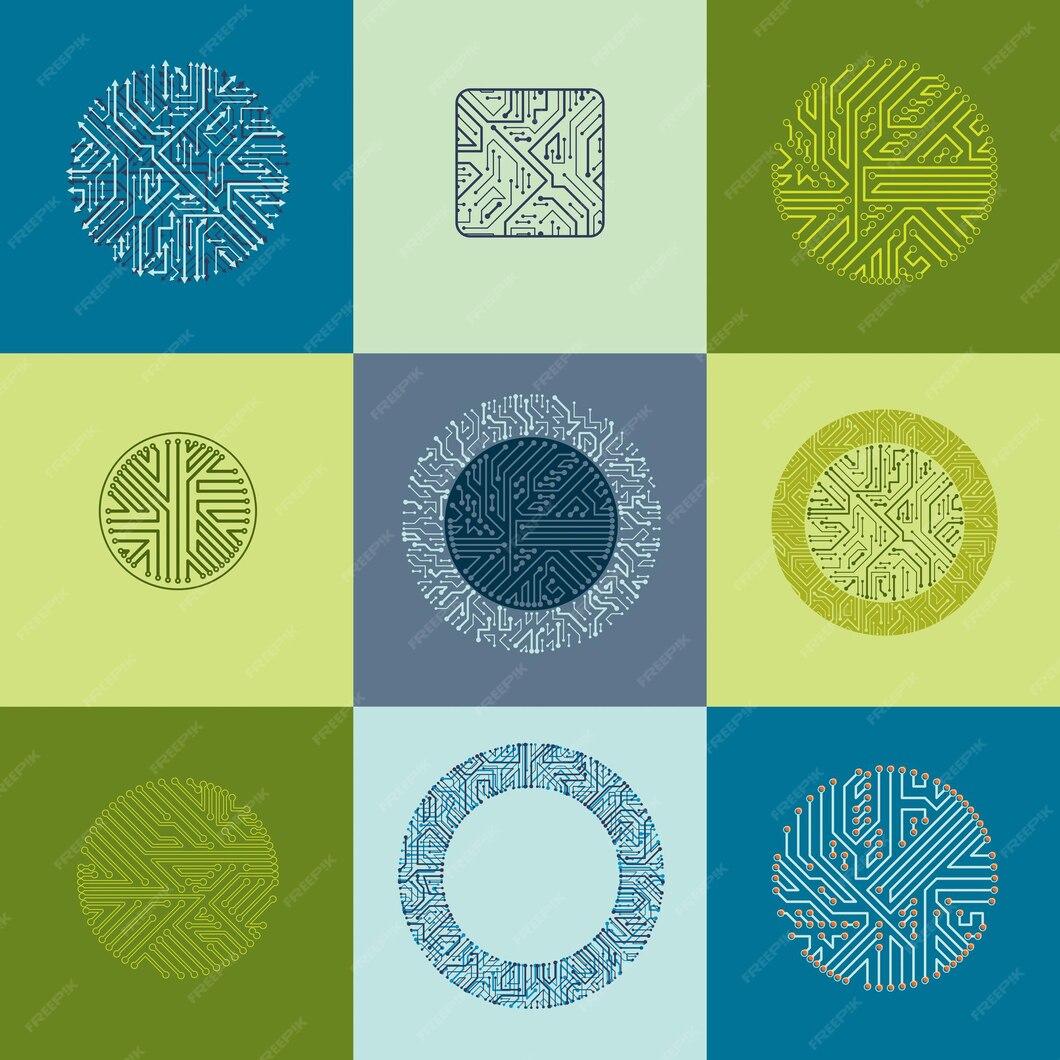 Premium Vector | Set of vector technology cpu designs with square and ...