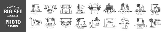 Premium Vector | Set of vintage photo studio labels Premium Vector | Set of vintage photo studio labels