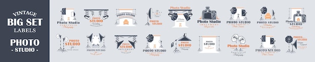 Premium Vector | Set of vintage photo studio labels Premium Vector | Set of vintage photo studio labels