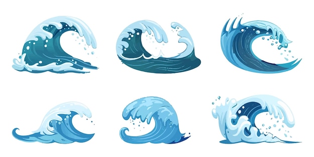 Premium Vector | Set of water waves on a white background Premium Vector | Set of water waves on a white background