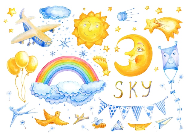 Premium Vector | A set of watercolor images of celestial bodies and ... Premium Vector | A set of watercolor images of celestial bodies and ...